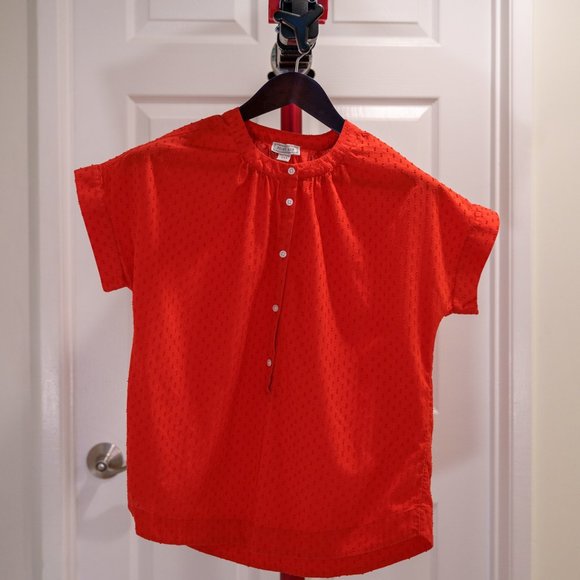 J. Crew | Tops | Point Sur Jcrew Bright Red Dobby Popover Shirt Size ...